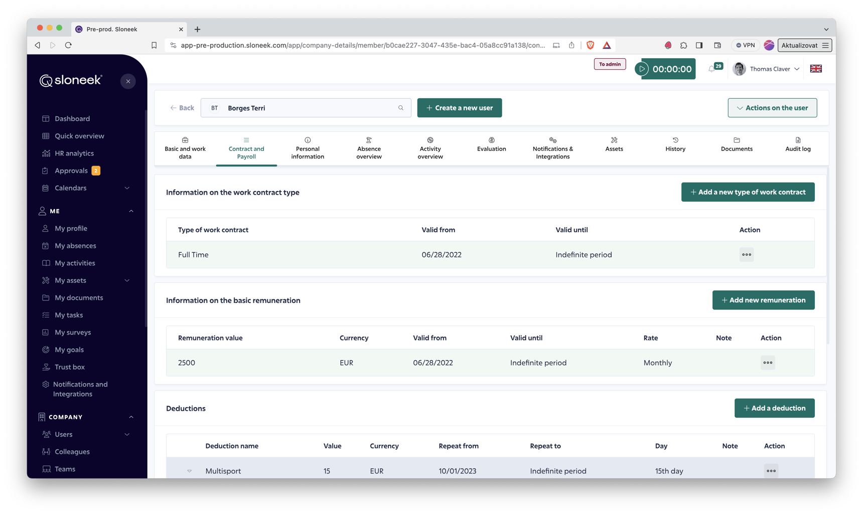 Salary / remuneration settings - Sloneek®